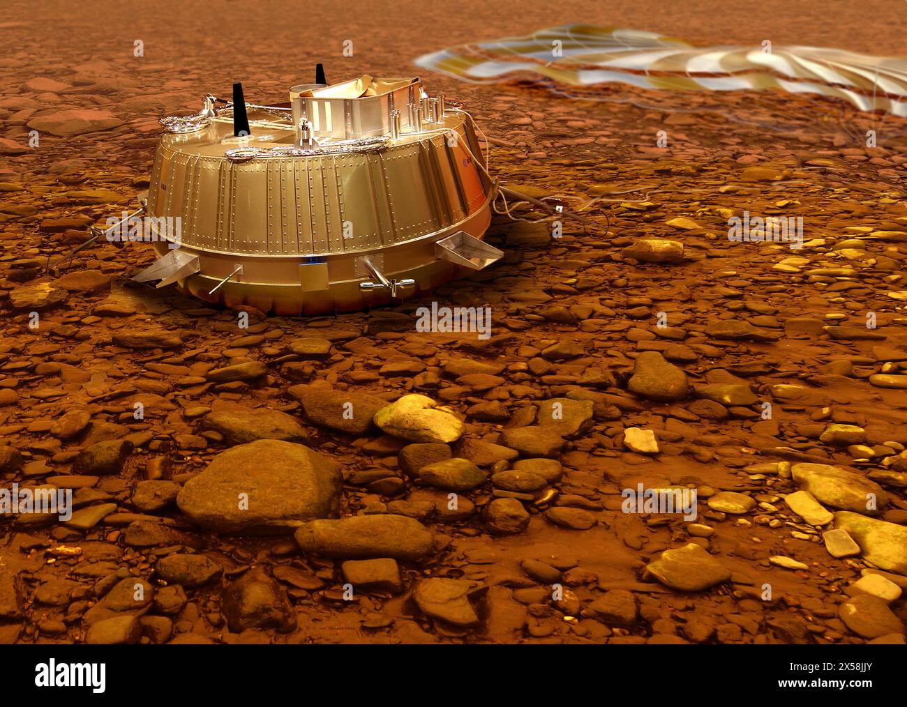 Illustration of the ESA's (European Space Agency) Huygens probe on the ...