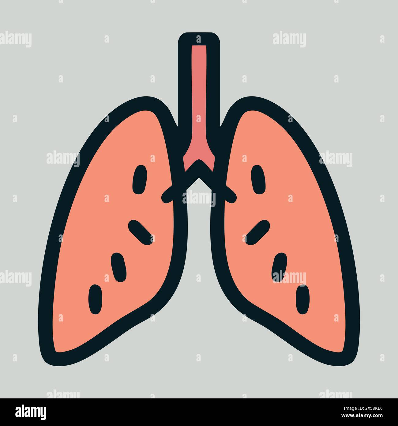 Human Lungs color icon on grey background. Vector Illustration Stock ...