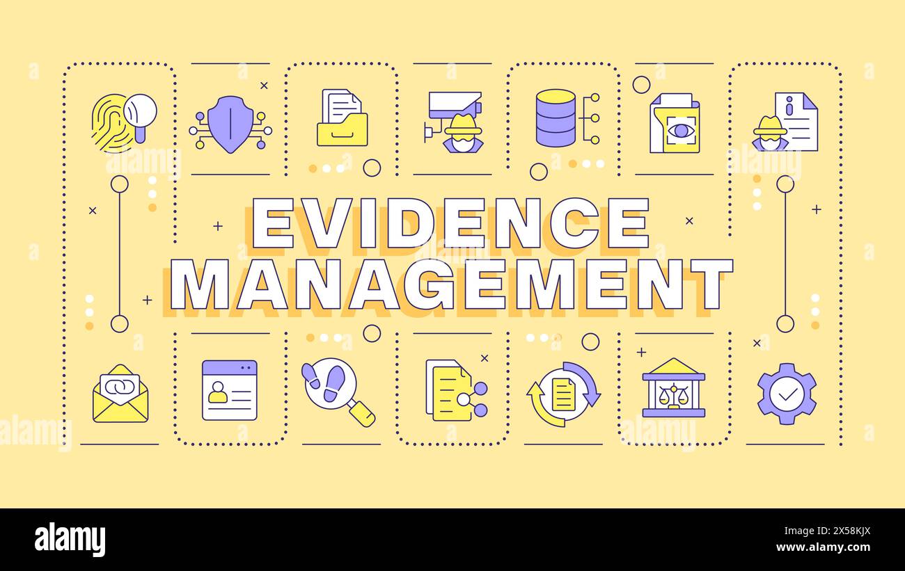 Evidence management yellow word concept Stock Vector Image & Art - Alamy