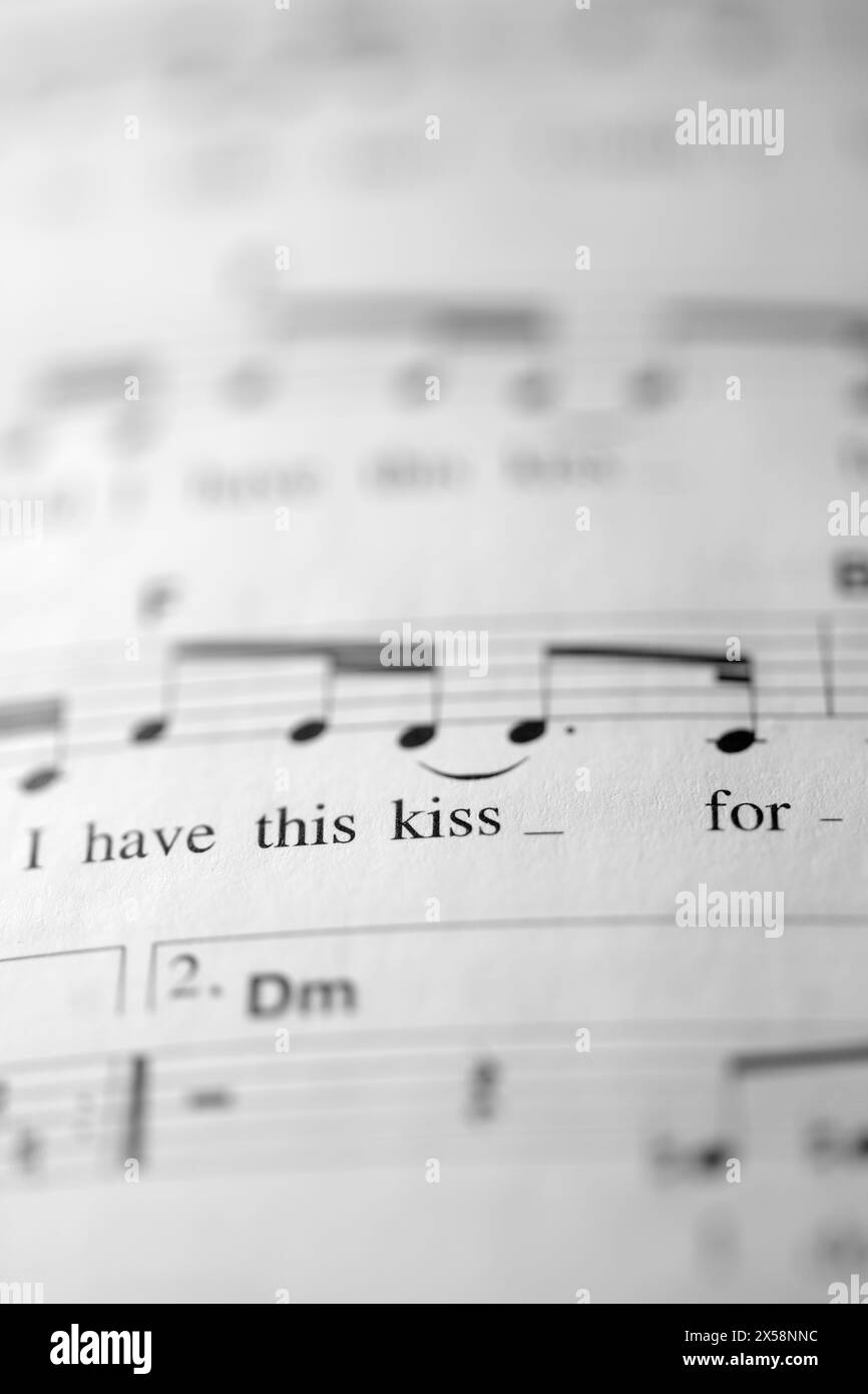 Music notes sheet in Black and White Stock Photos & Images - Alamy