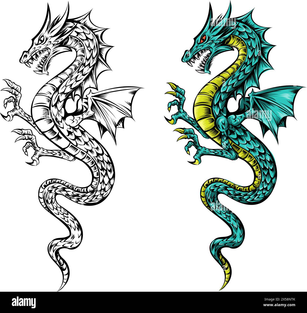 angry dragon cartoon Collection. vector illustration Stock Vector Image ...