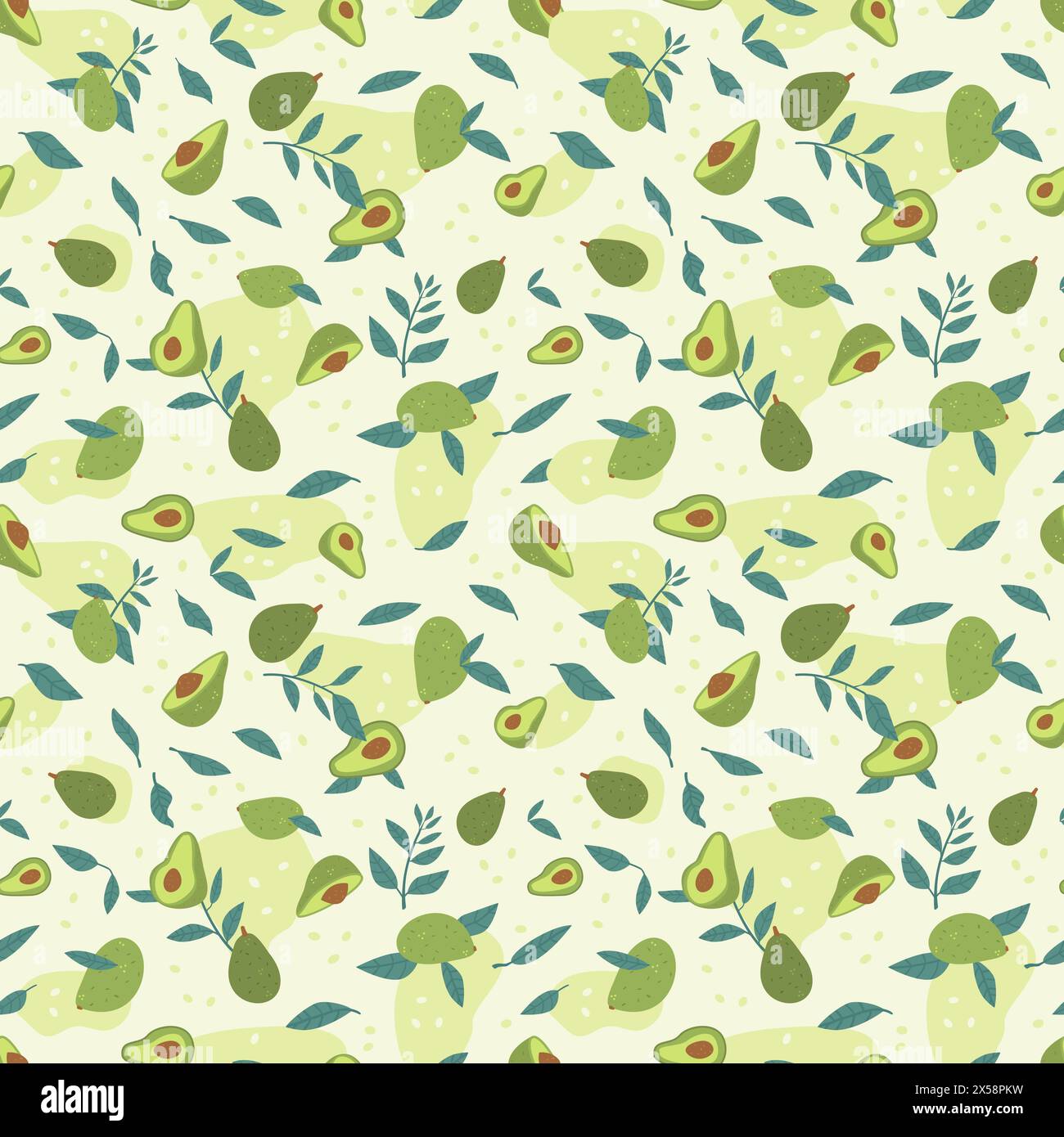 Avocado seamless pattern. Tropical fresh fruit endless background ...