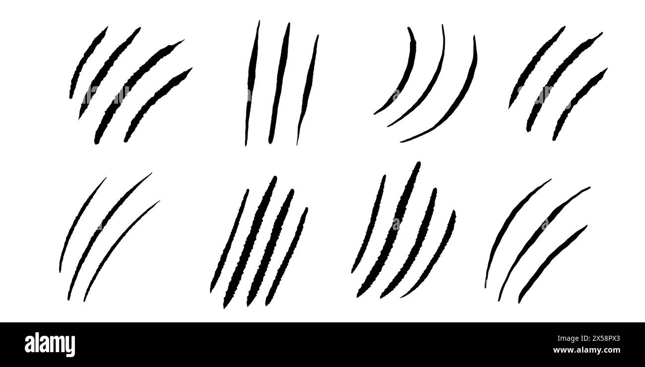 Clows scratches silhouette marks, cat or wild animal scrape track ...