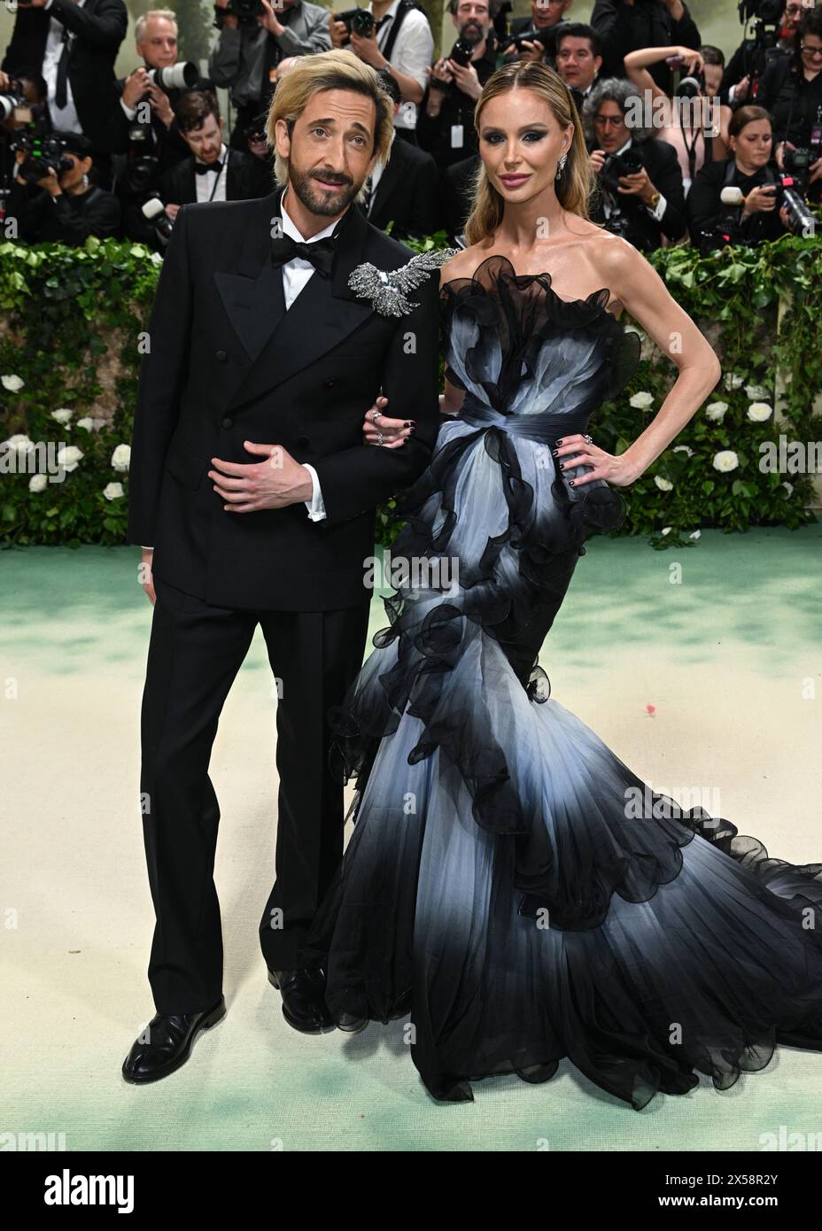 New York, USA. May 6th, 2024. Adrien Brody and Georgina Chapman arriving at The Met Gala ...