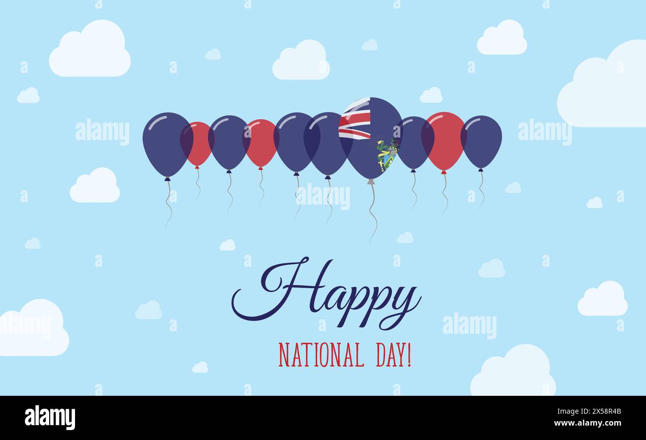 Pitcairn Independence Day Sparkling Patriotic Poster. Row of Balloons ...