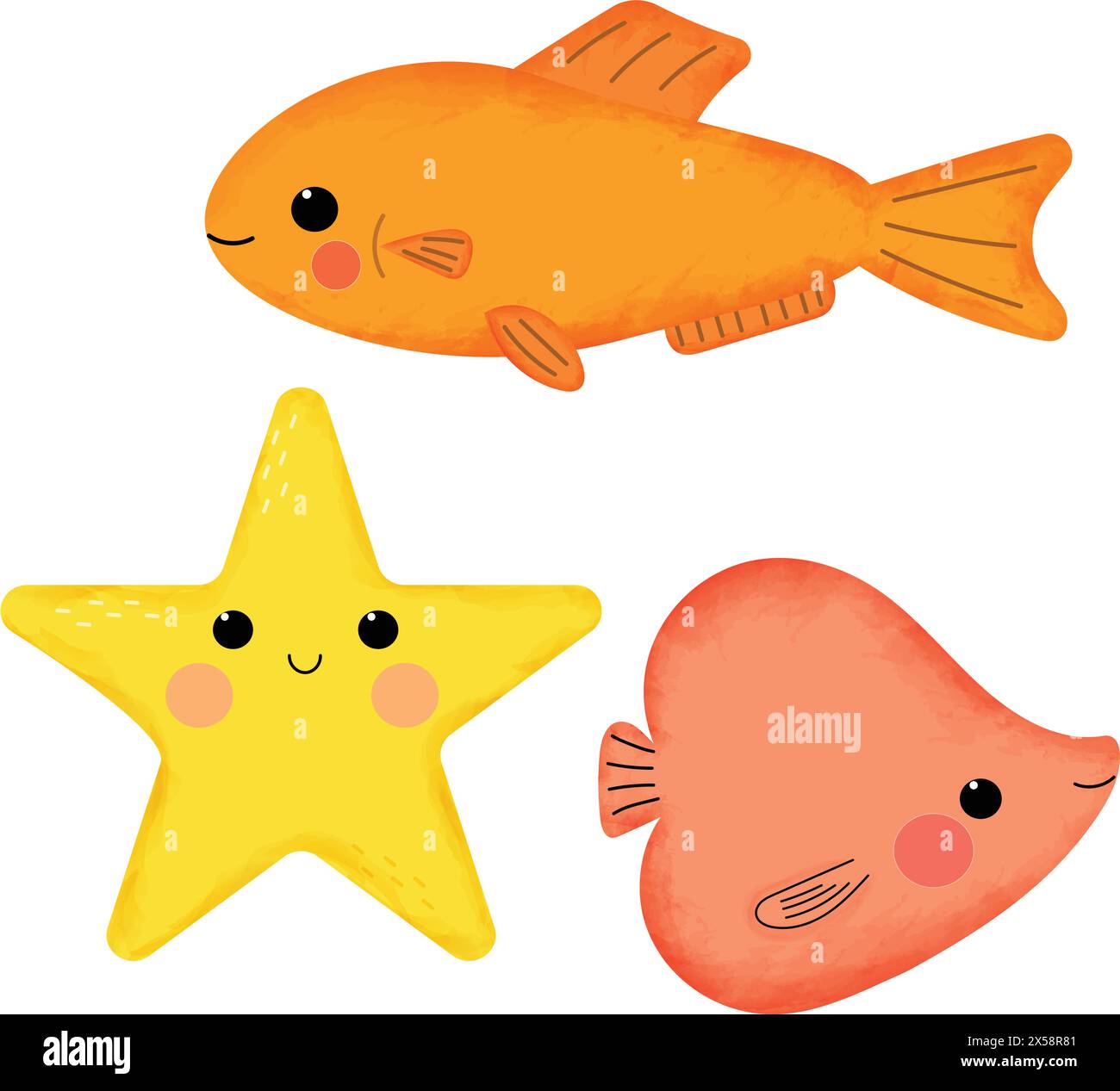 Set with cute orange fish Stock Vector Image & Art - Alamy