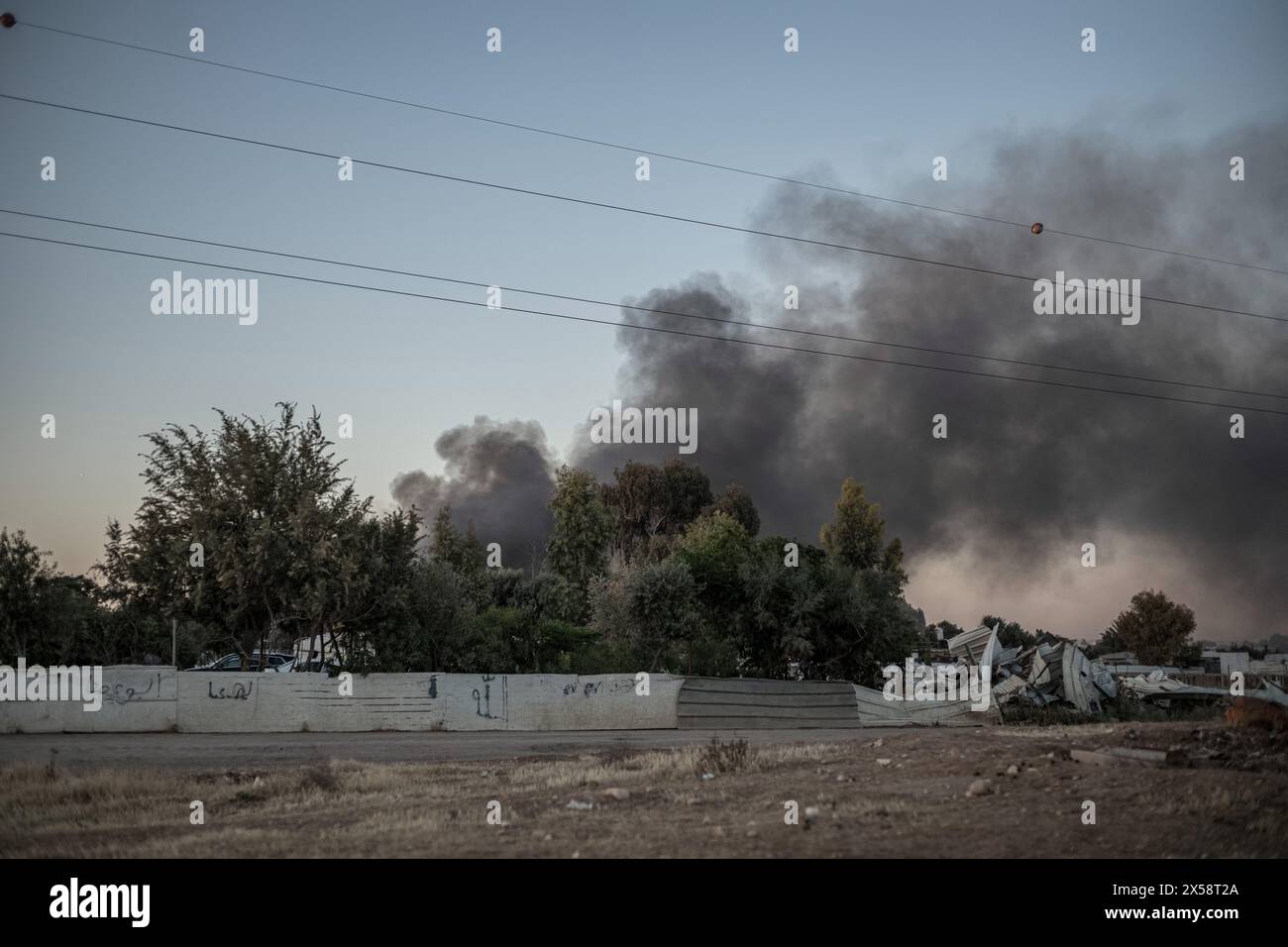 Hura, Israel. 08th May, 2024. Smoke rising from unrecognised Bedouin ...