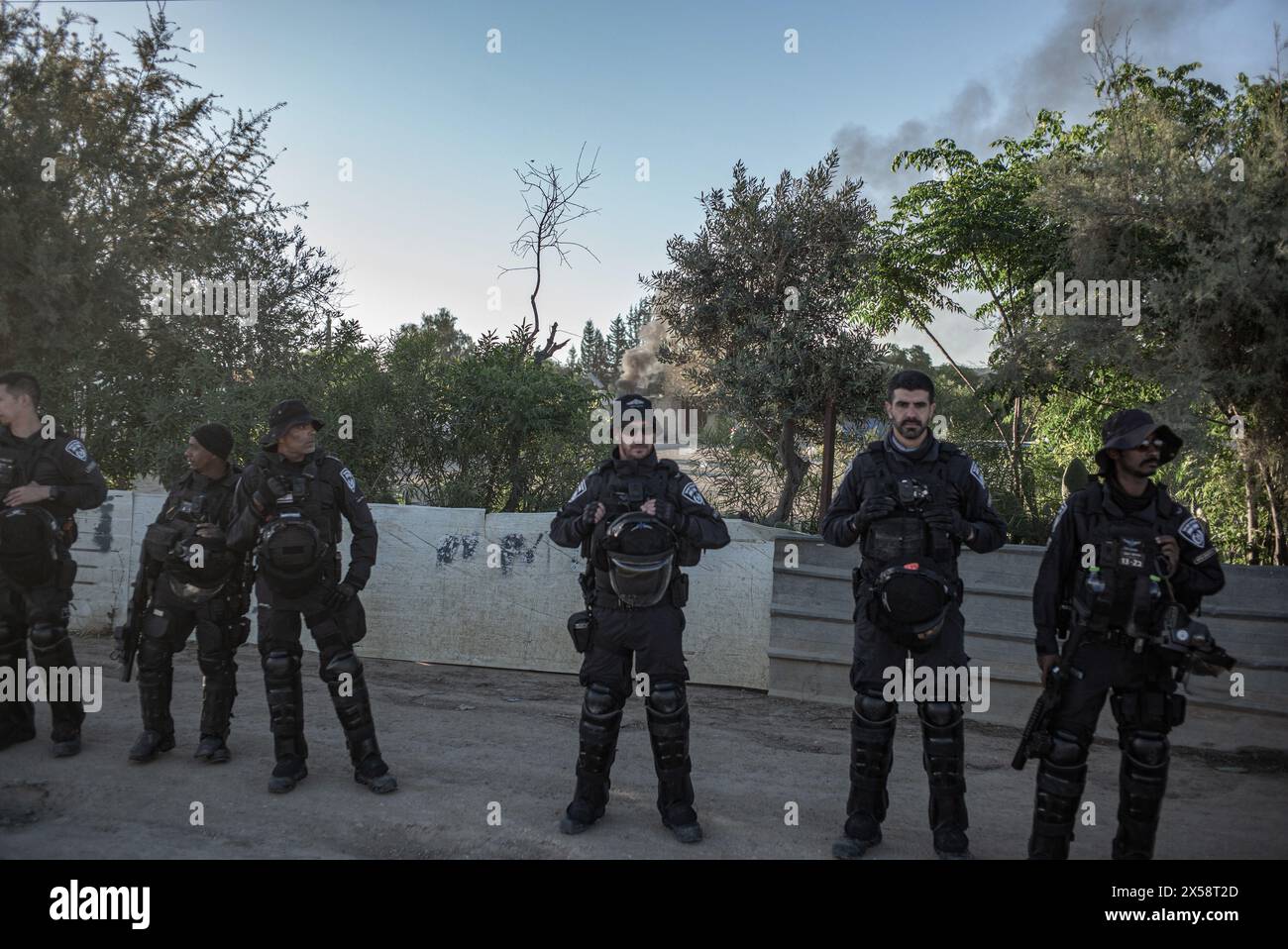 Hura, Israel. 08th May, 2024. Israeli police officers stand guard ...