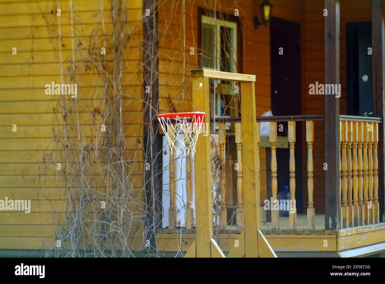 Basketball hoop on a rural plot, in spring Stock Photo - Alamy