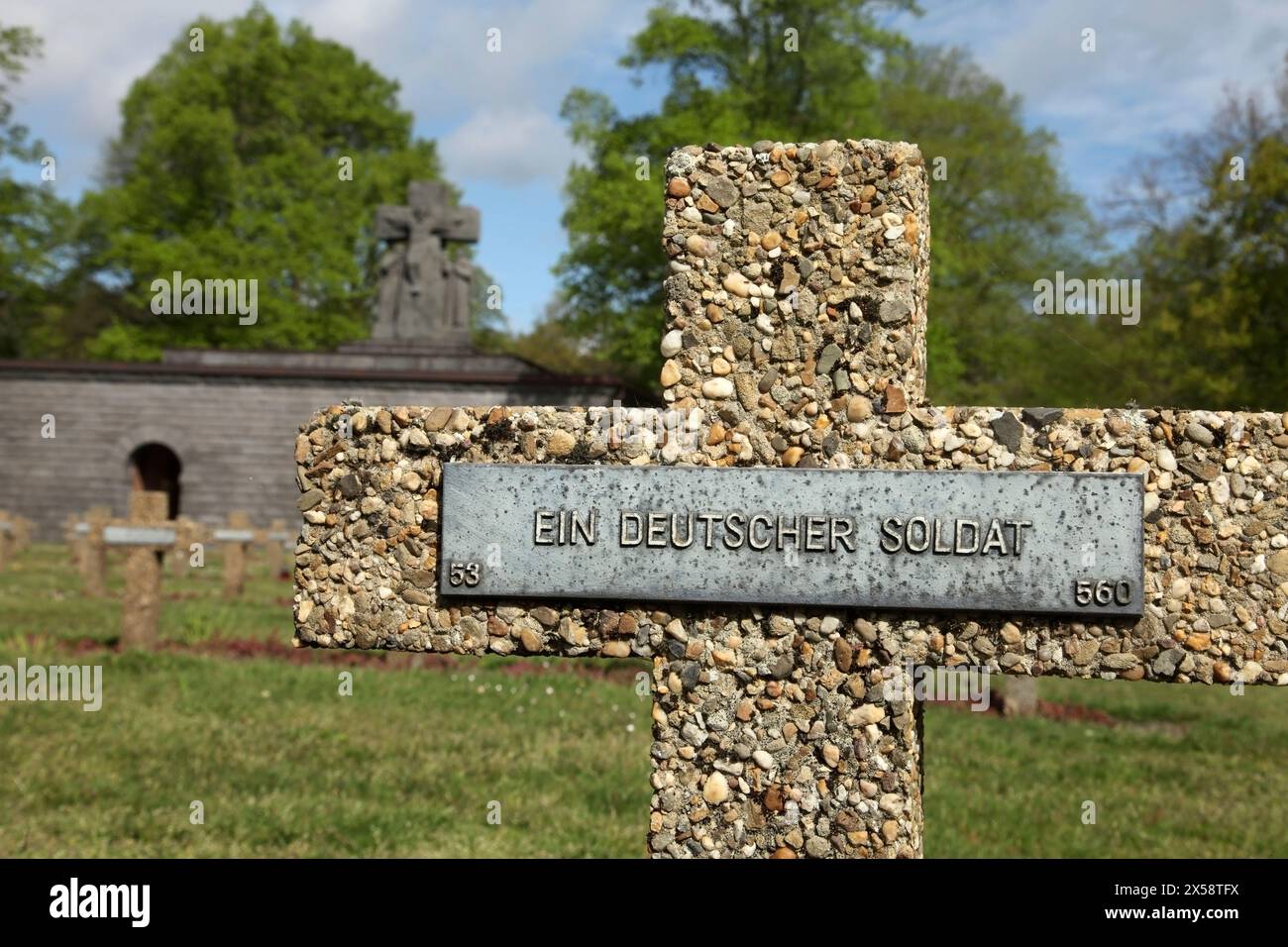 Grave of an unknown German soldier in the Lommel German World War 2 Cemetery, final resting ...
