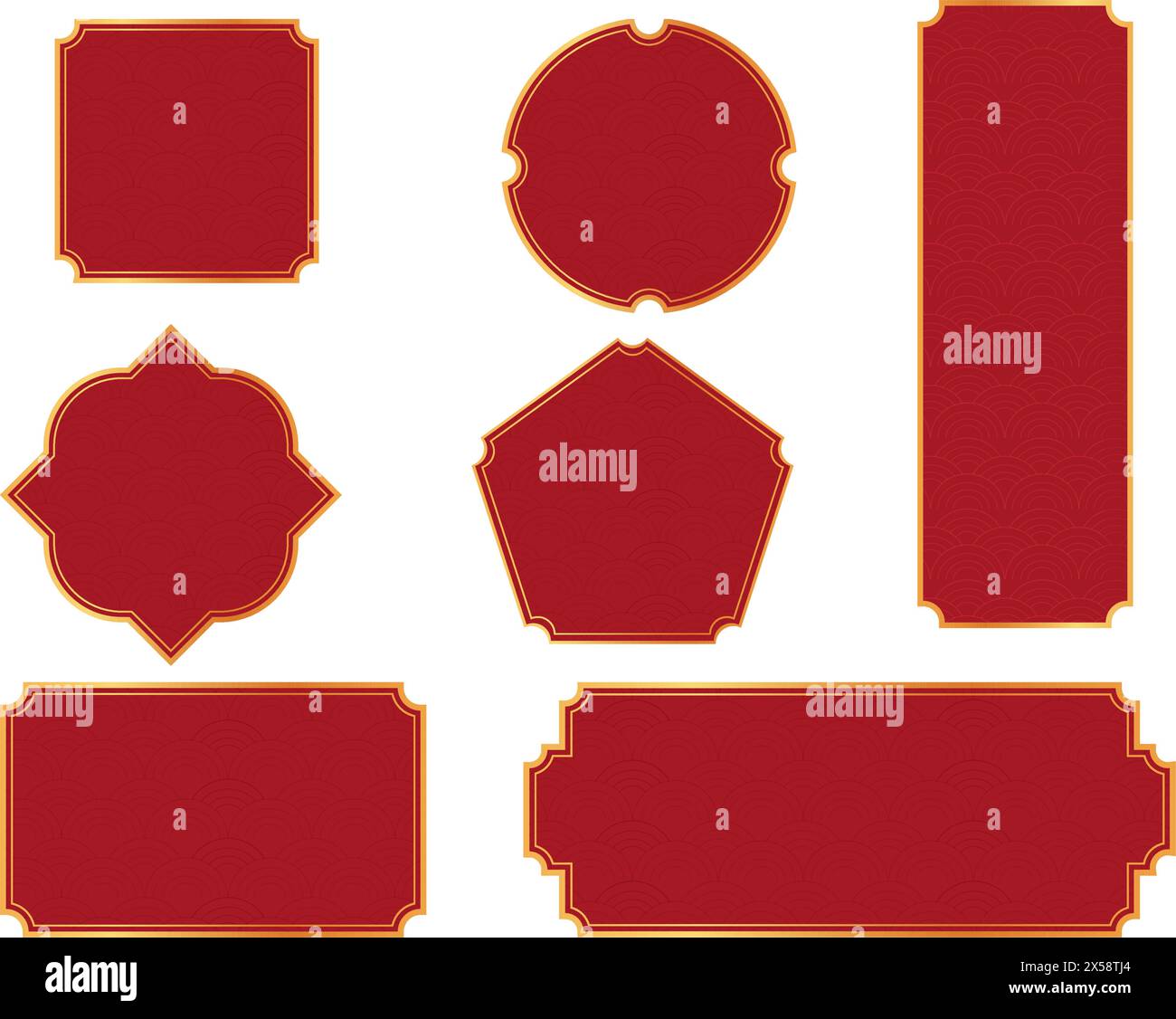 Chinese traditional frames set, line border with knot corners ornament ...