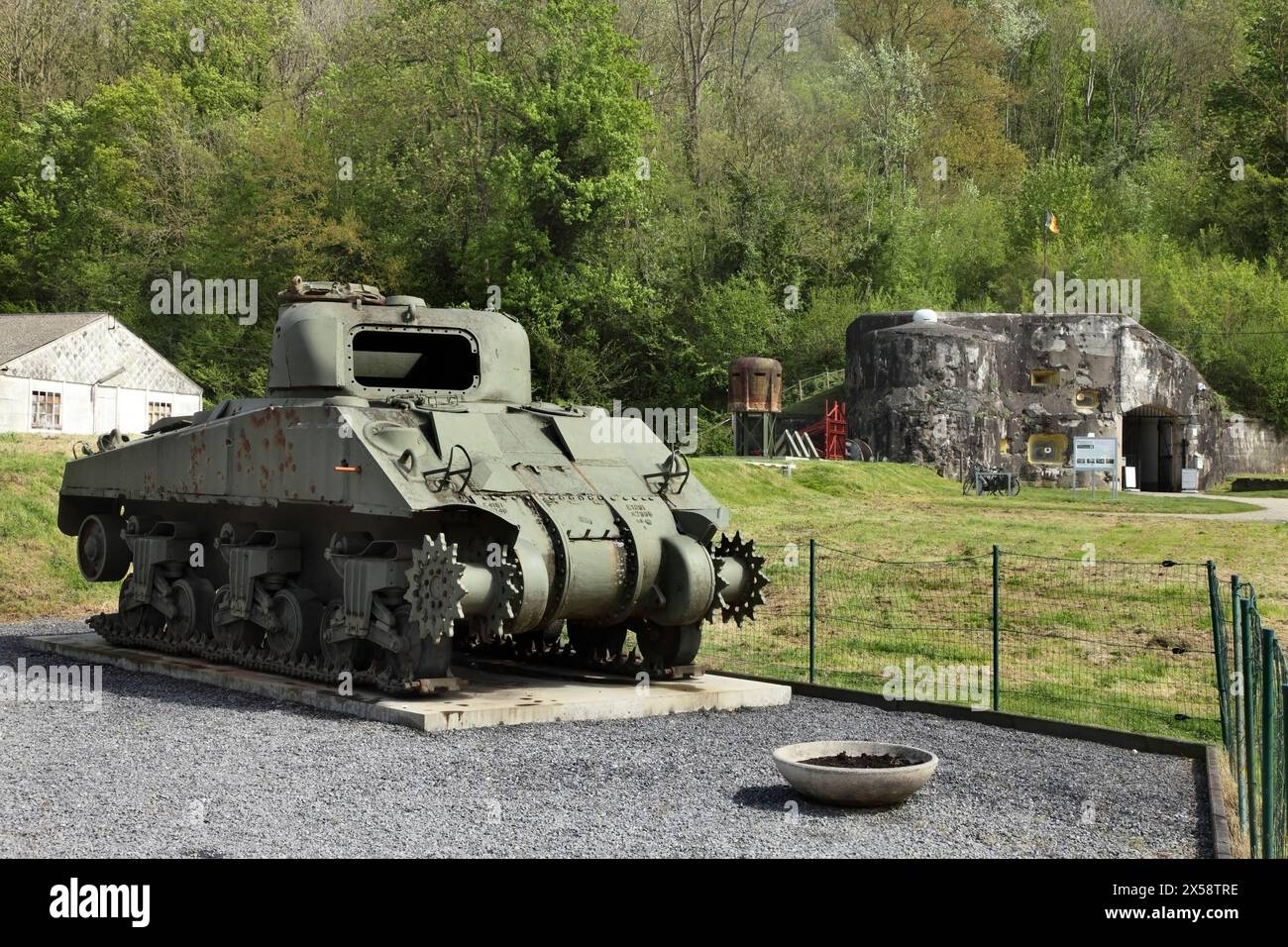 American M4 Sherman tank outside the 2nd World War defensive Fort Eben ...