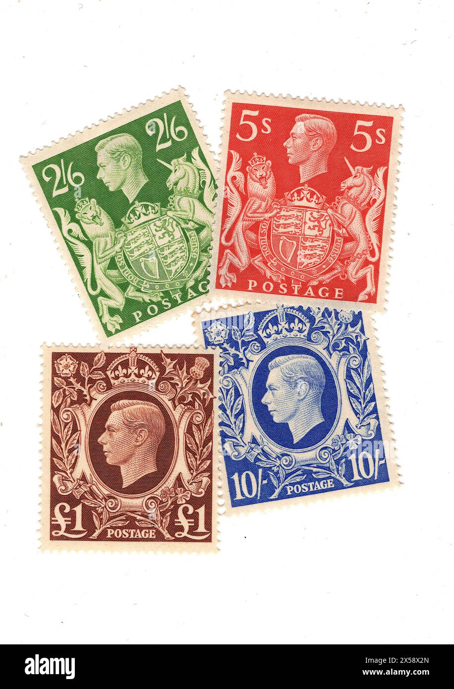 A set of high value mint King George VI postage stamps from Great ...