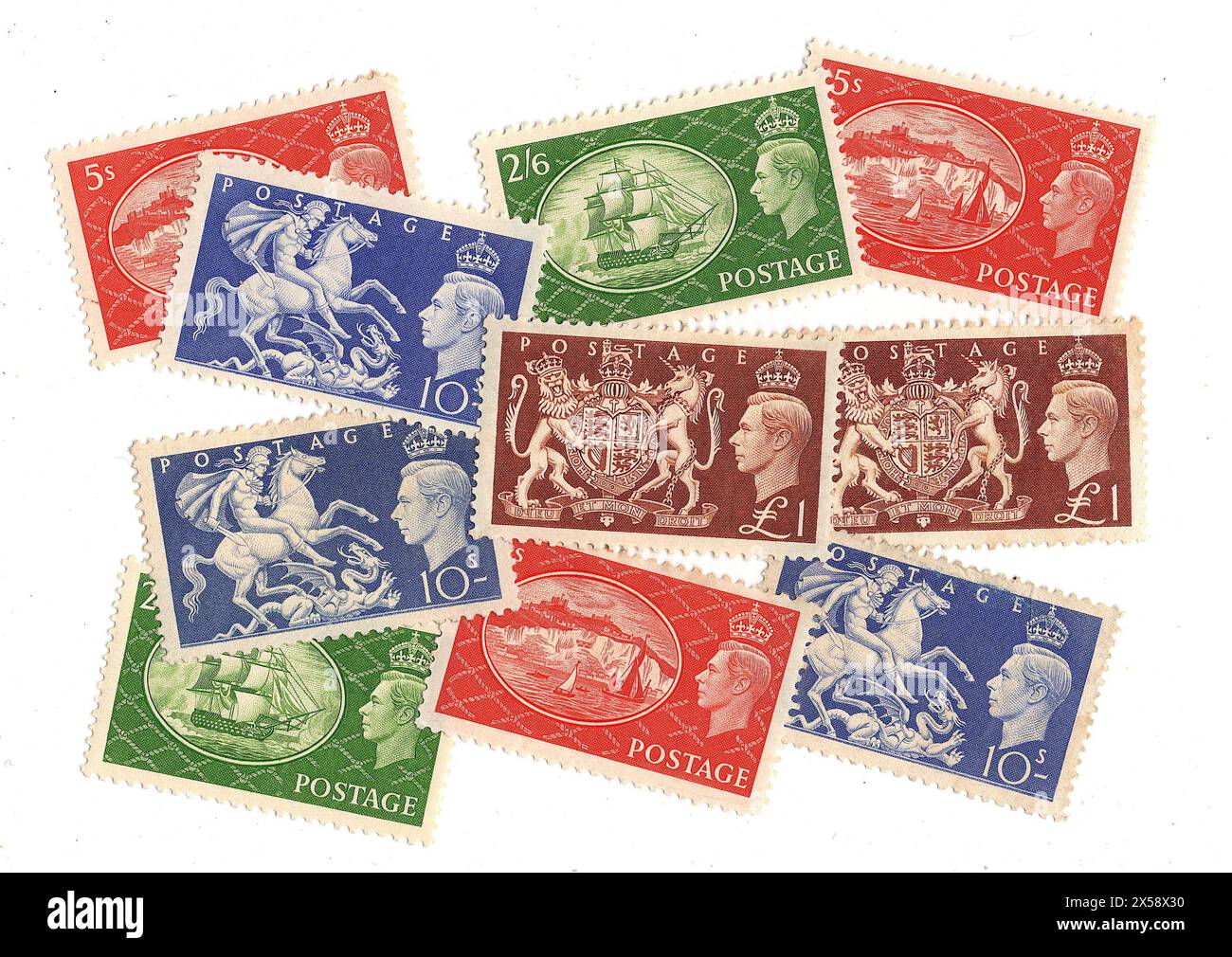 A montage of high value mint King George VI postage stamps from Great ...