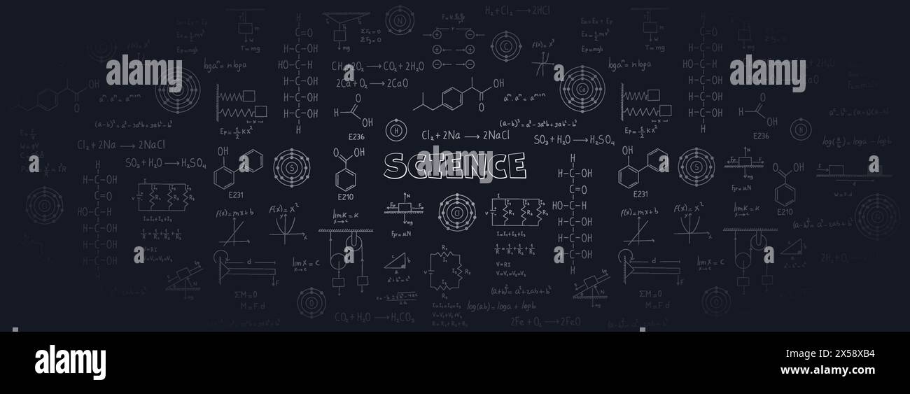 Science background with themes of mathematical calculation, physics and ...