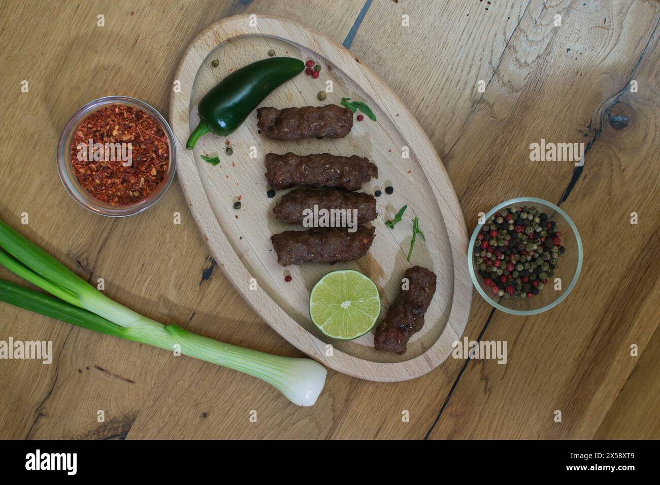 Kebabs - grilled meat, bread and vegetables Stock Photo - Alamy
