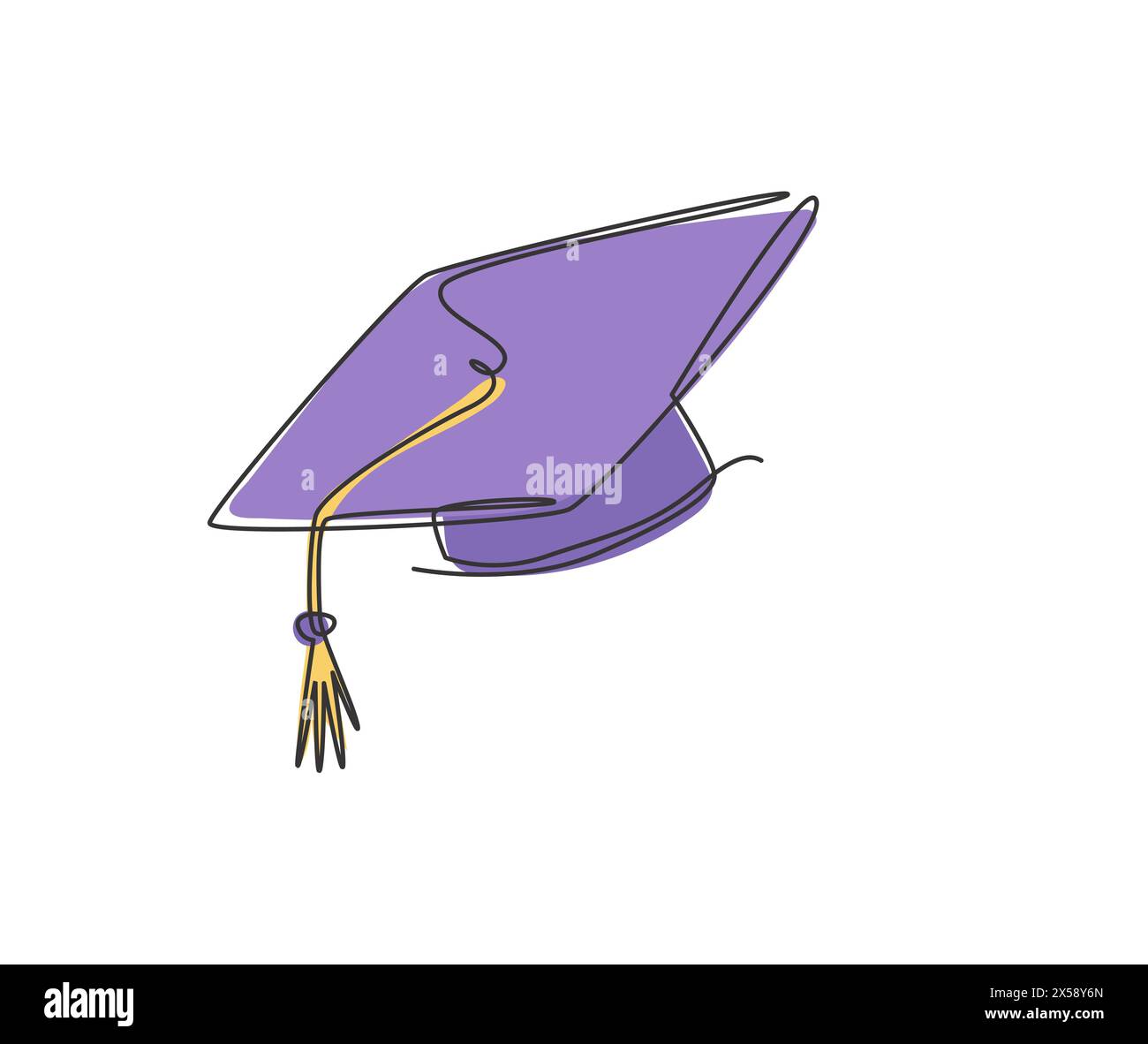 One continuous line drawing of graduation cap. Academical graduation ...