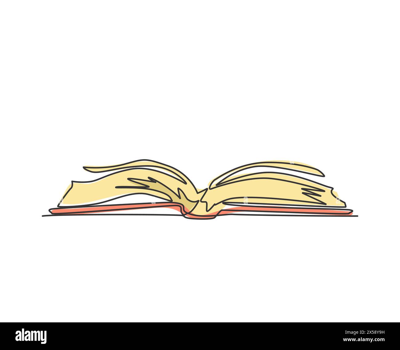 Single continuous line drawing of thick open book logo label. Campus ...