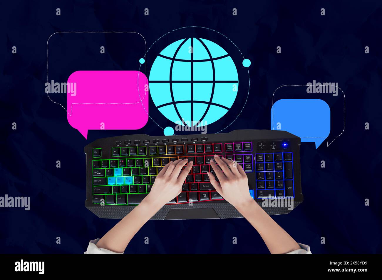 Composite collage picture image of hands typing keyboard computer ...