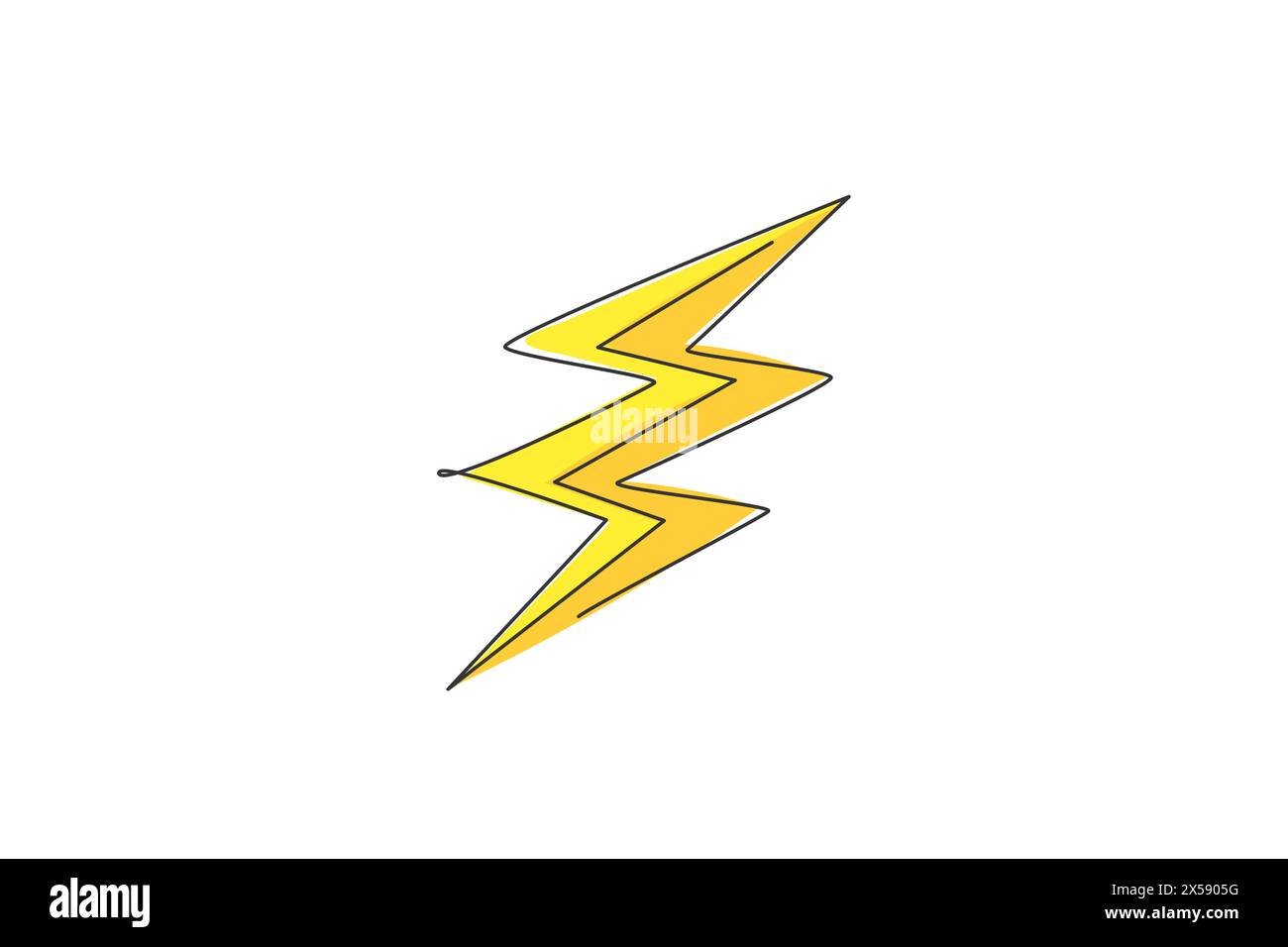 Single continuous line drawing of light thunder bolt logo label. Power ...