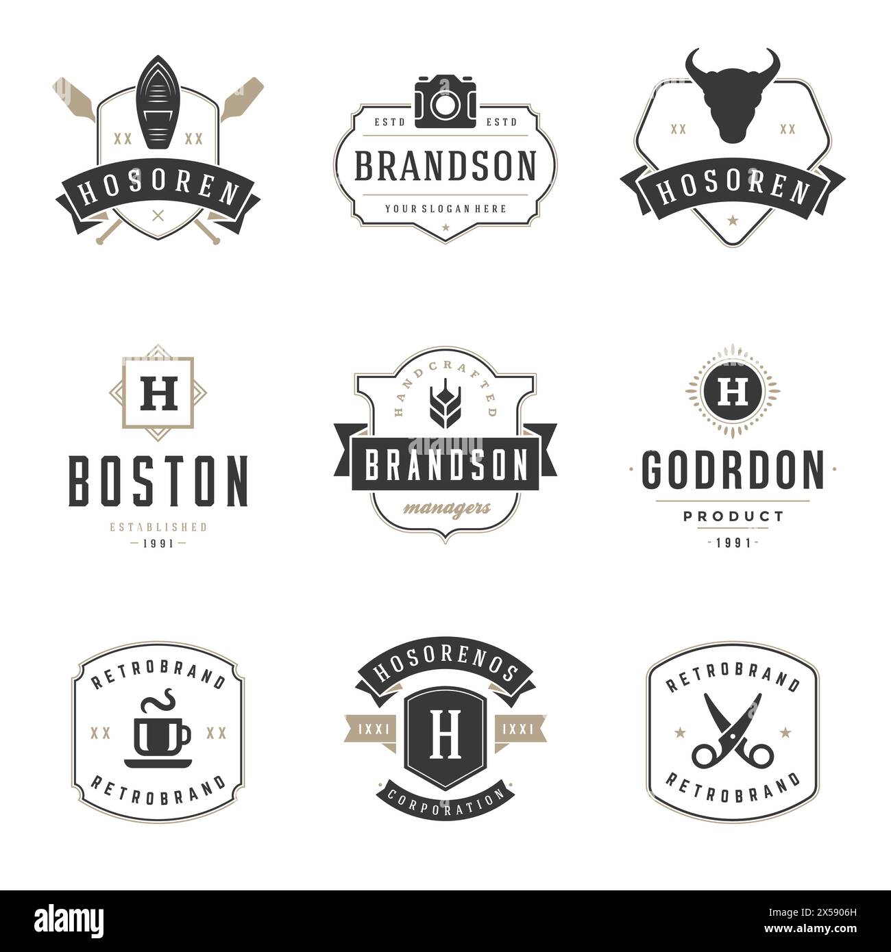 Vintage Logos Design Templates Set. Vector logotypes elements ...