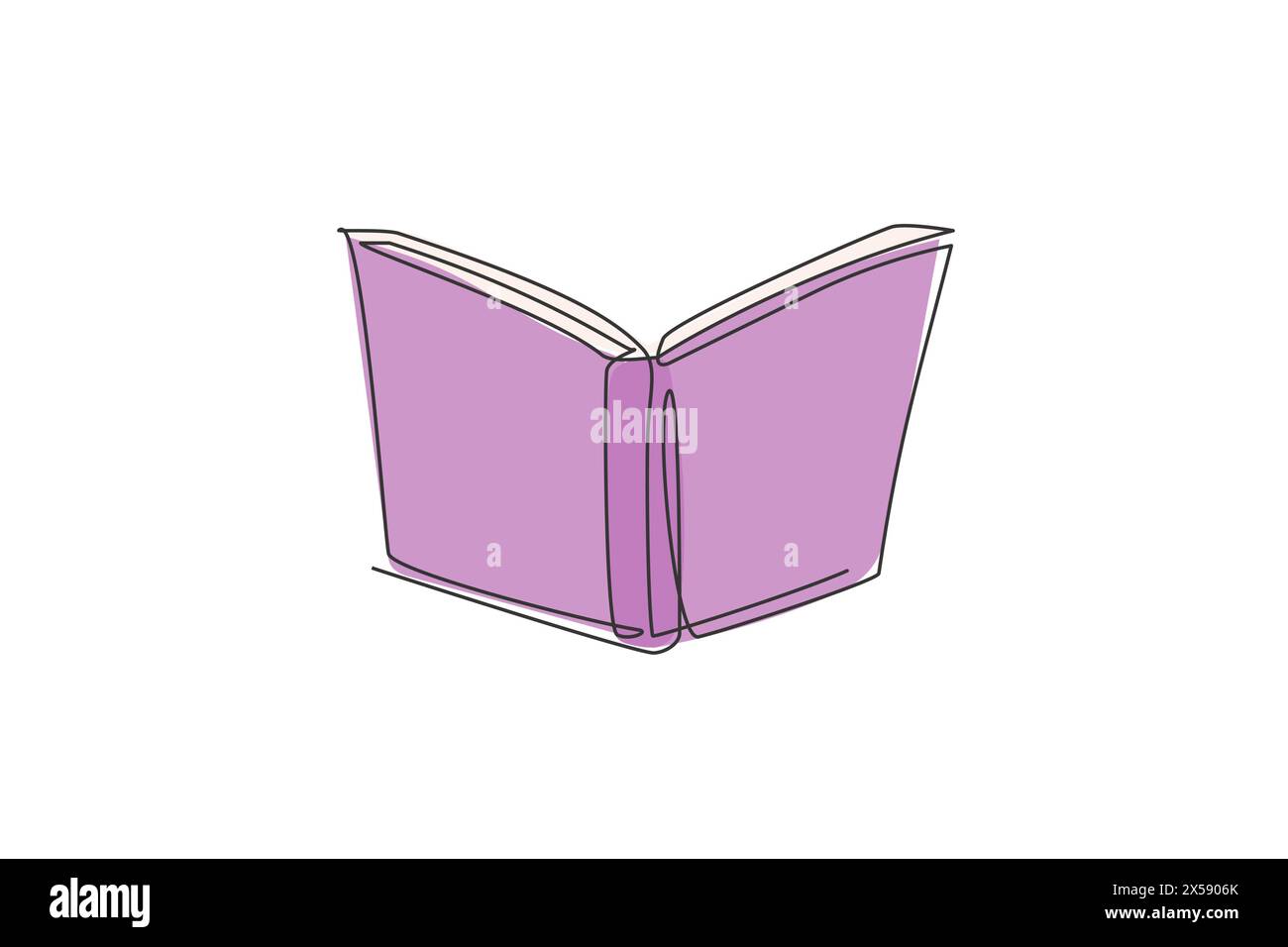 Single continuous line drawing of open book for public library logo ...