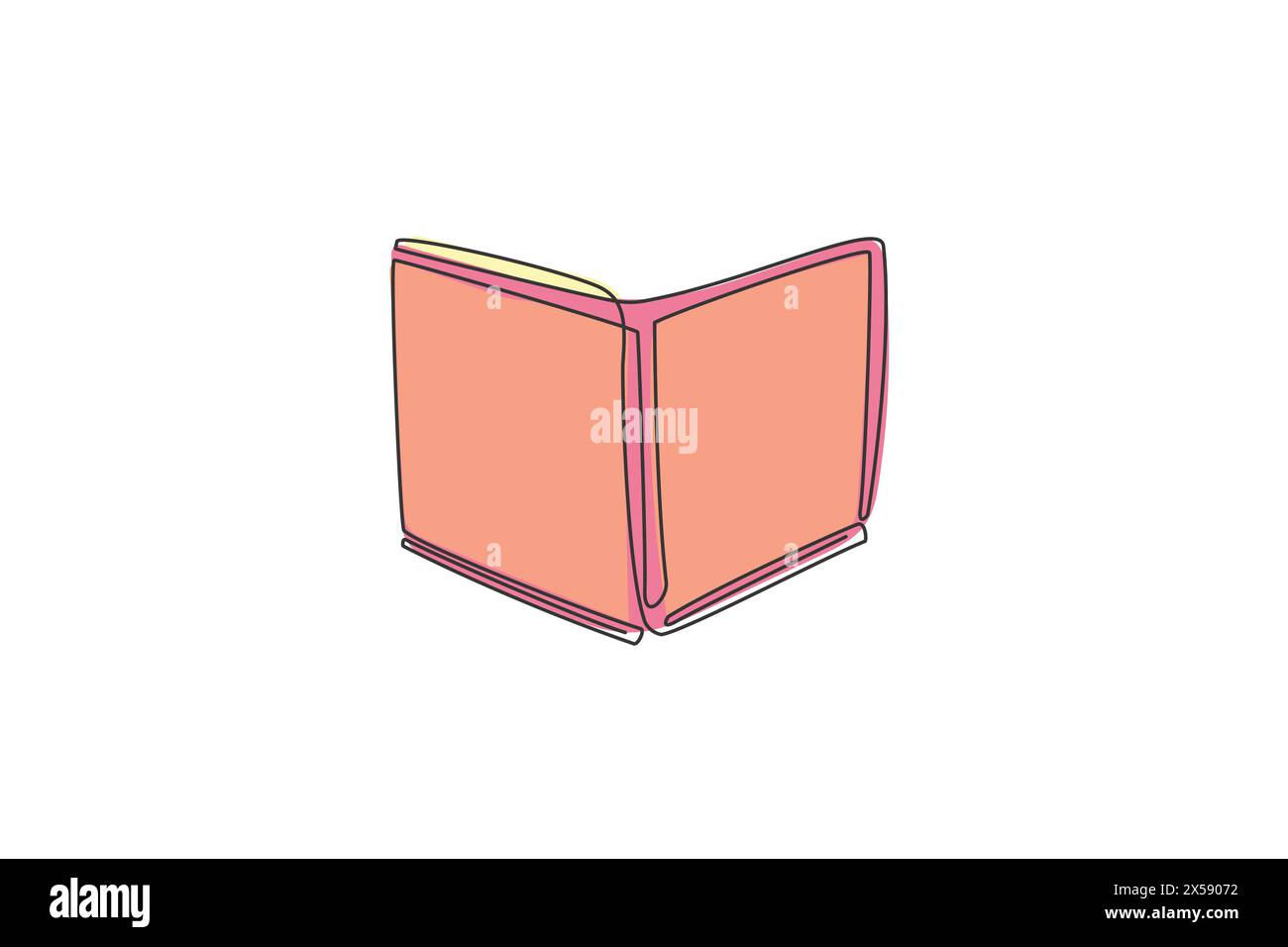 Single continuous line drawing of open textbook for publishing company ...