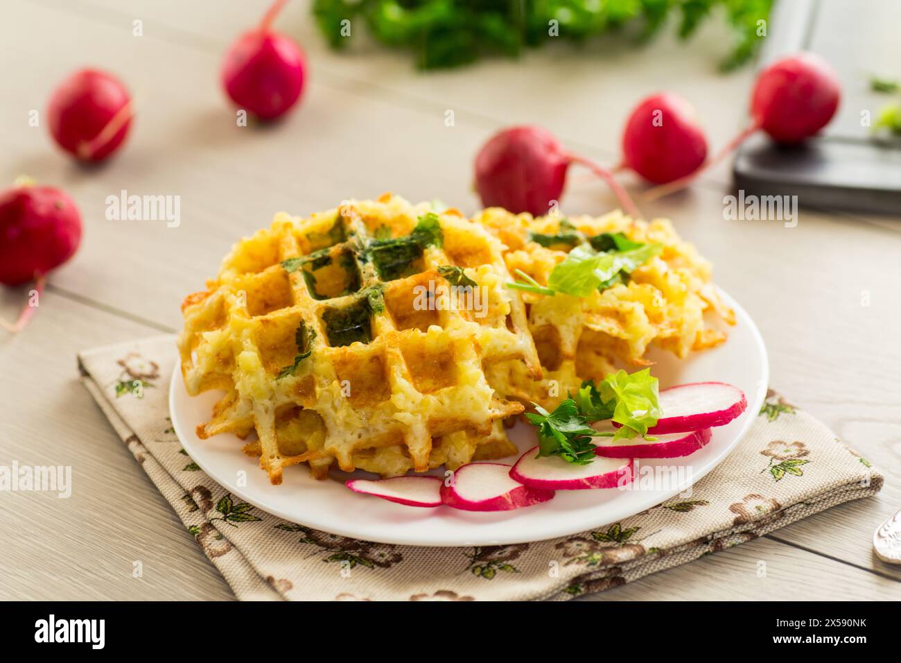 fried crispy vegetable potato waffles Stock Photo - Alamy