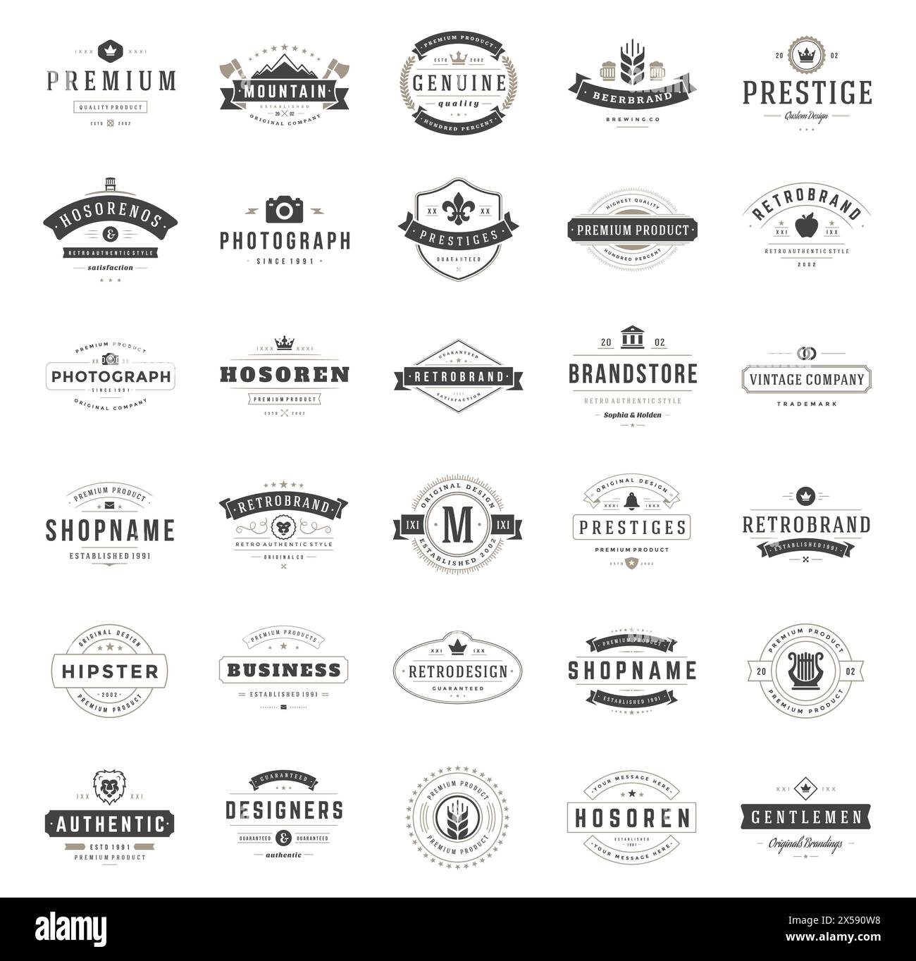 Vintage Logos Design Templates Set. Vector logotypes elements ...