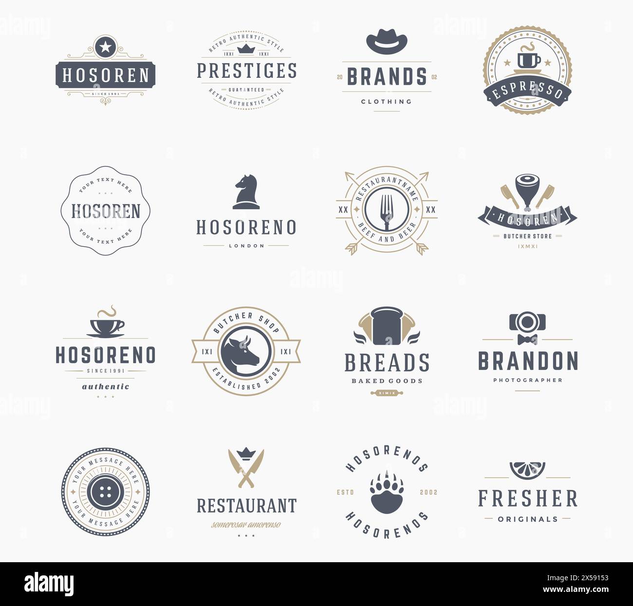 Vintage Logos Design Templates Set, Vector Design Elements. Logo ...