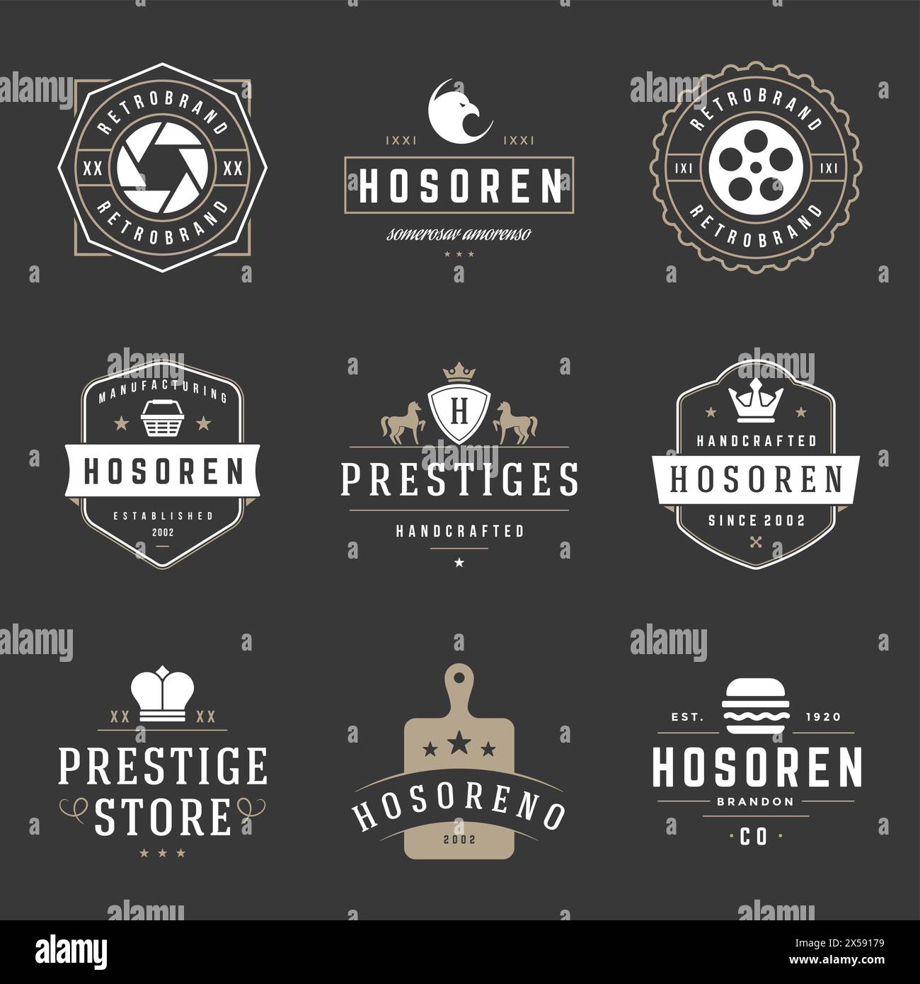 Vintage Logos Design Templates Set. Vector design elements, Logo ...