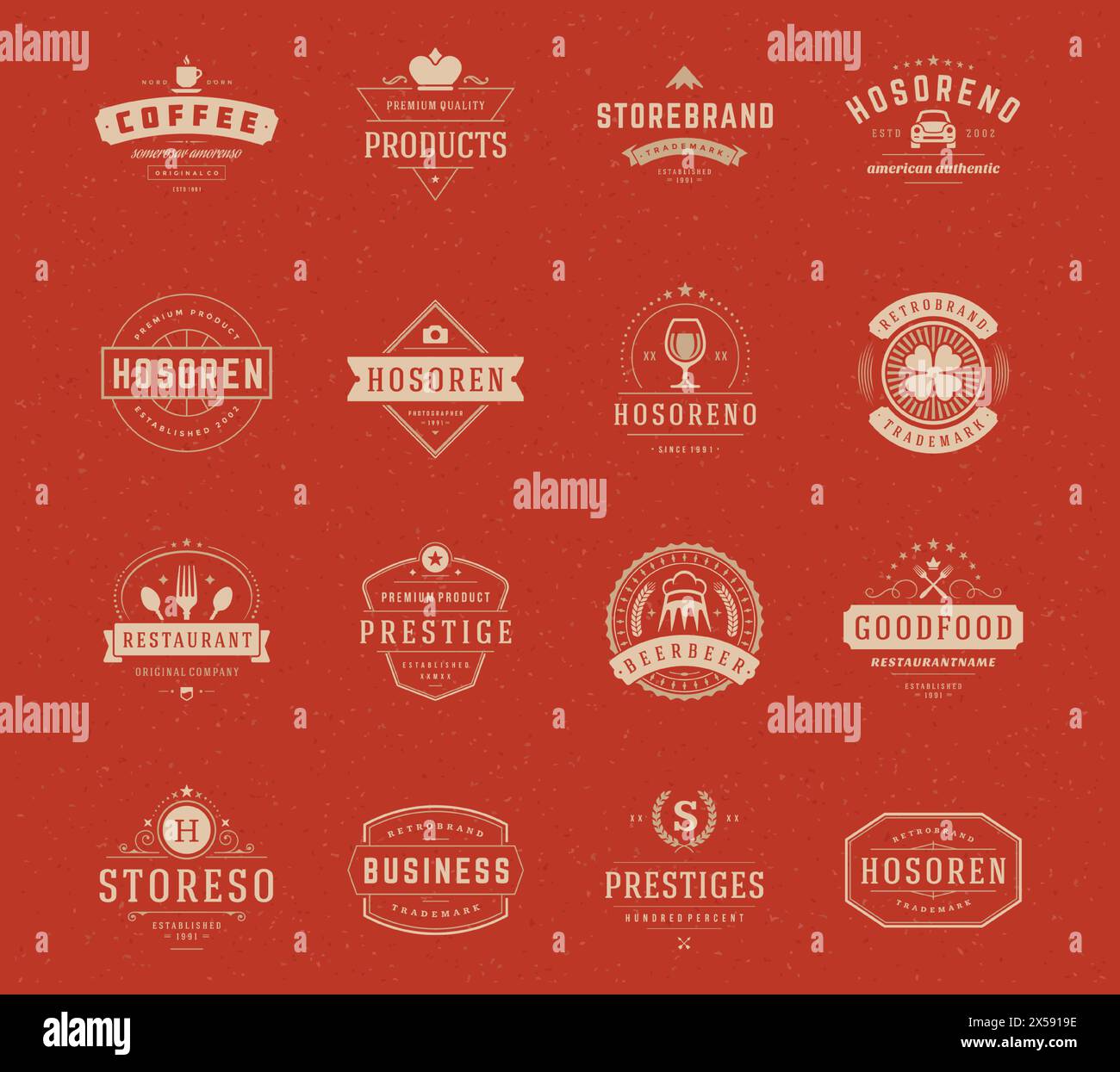 Vintage Logos Design Templates Set. Vector design elements, Logo ...
