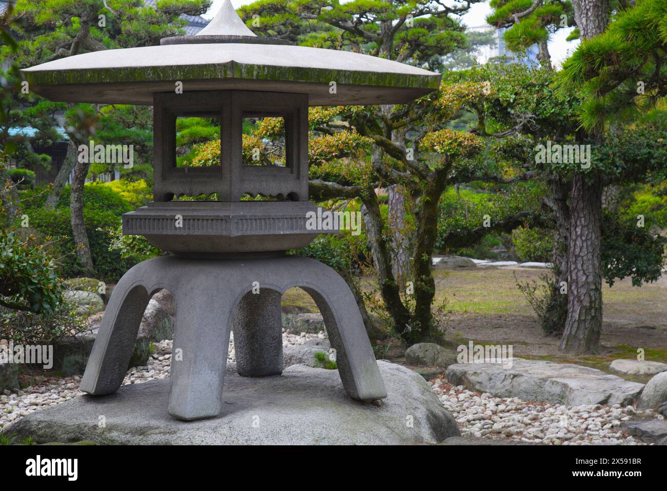 Japan, Shikoku, Takamatsu, castle garden, stone lantern Stock Photo - Alamy