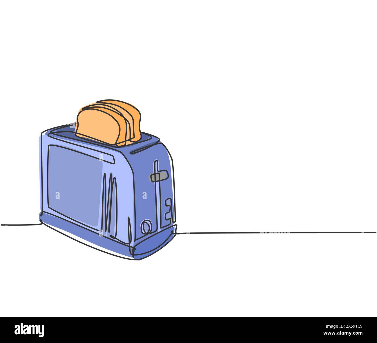 One single line drawing of classic bread toaster home appliance ...