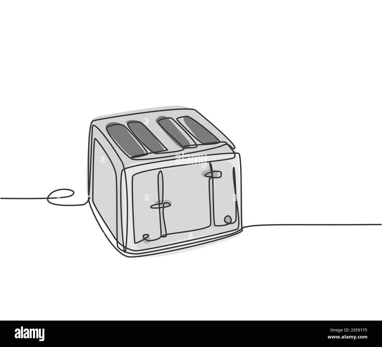 Single continuous line drawing of retro old bread toaster household ...