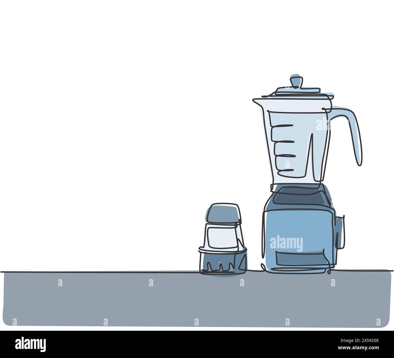 Single continuous line drawing of food blender household utensil ...