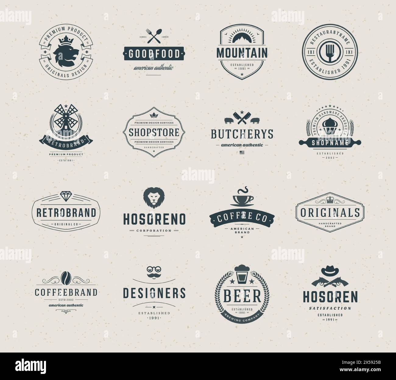 Vintage Logos Design Templates Set. Vector logotypes elements ...