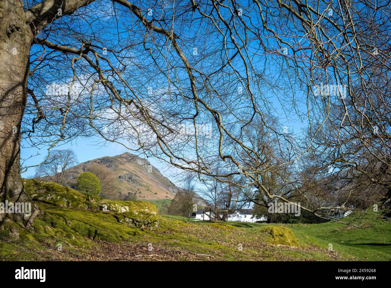 The rocky summit of Helm Crag seen on the way from Grasmere to Silver ...