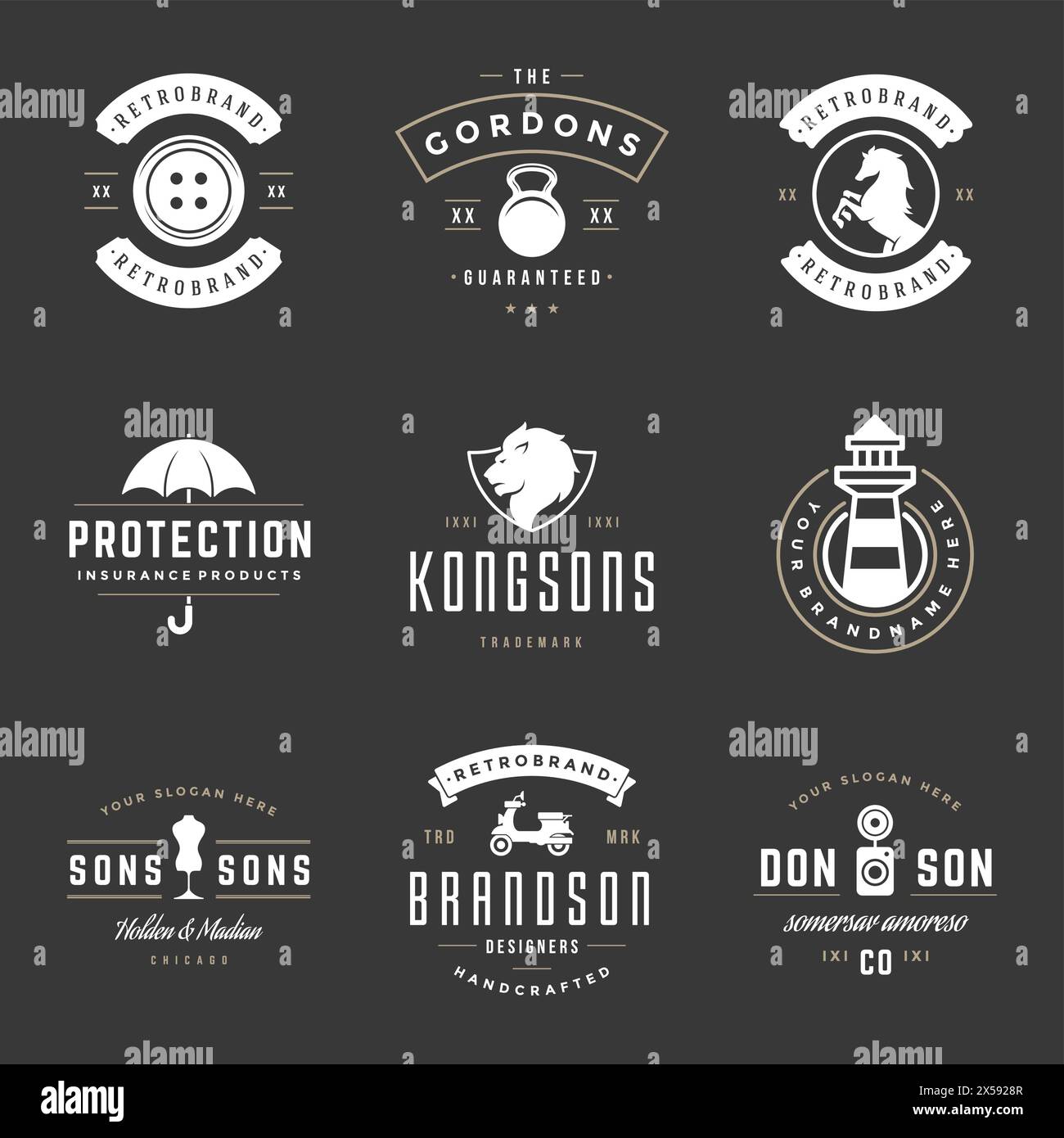 Vintage Logos Design Templates Set. Vector logotypes elements ...