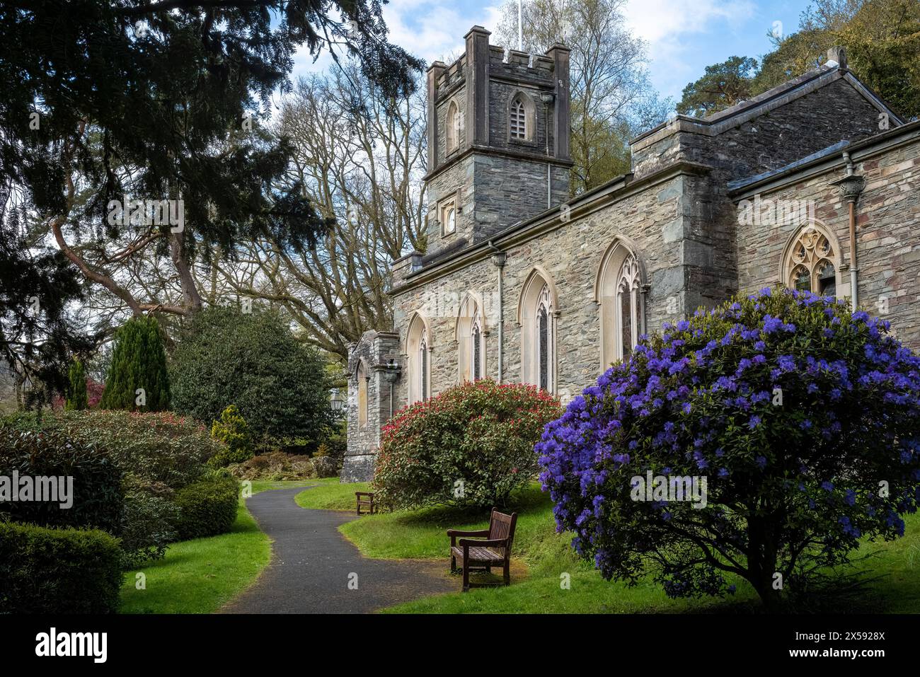 The bucolic setting of St Mary's Church, Rydal, Lake District, Cumbria ...