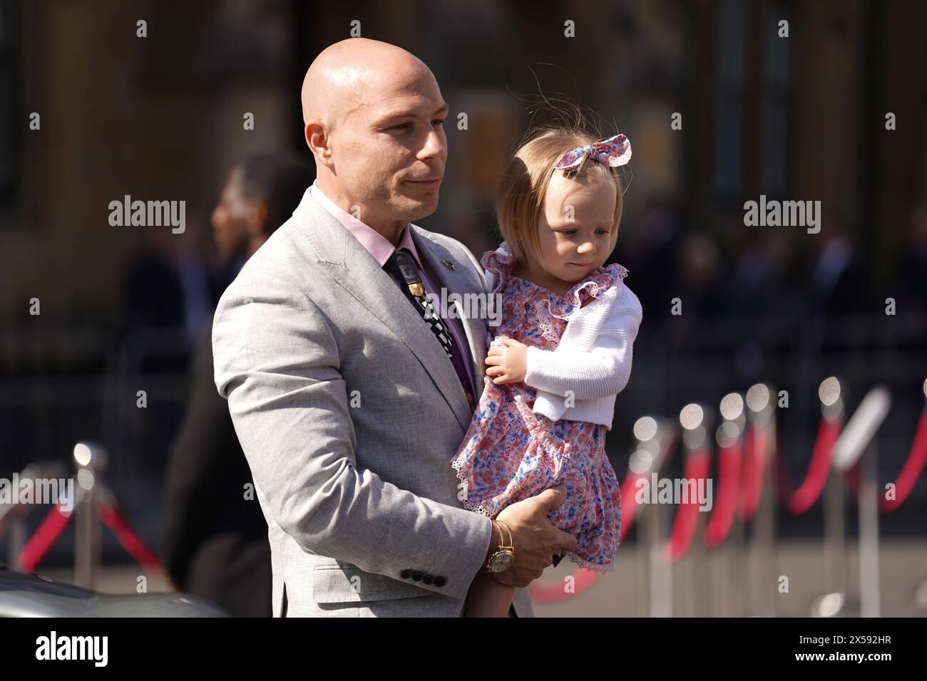 The son of Sir Stirling Moss, Elliot Moss, arrives at Westminster Abbey ...