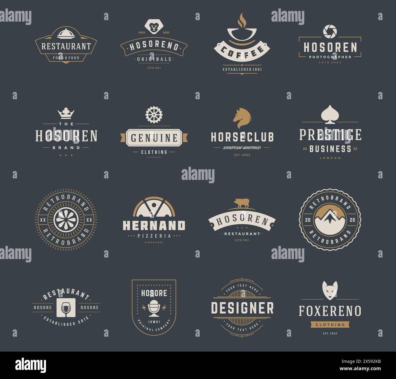 Vintage Logos Design Templates Set. Vector design elements, Logo ...