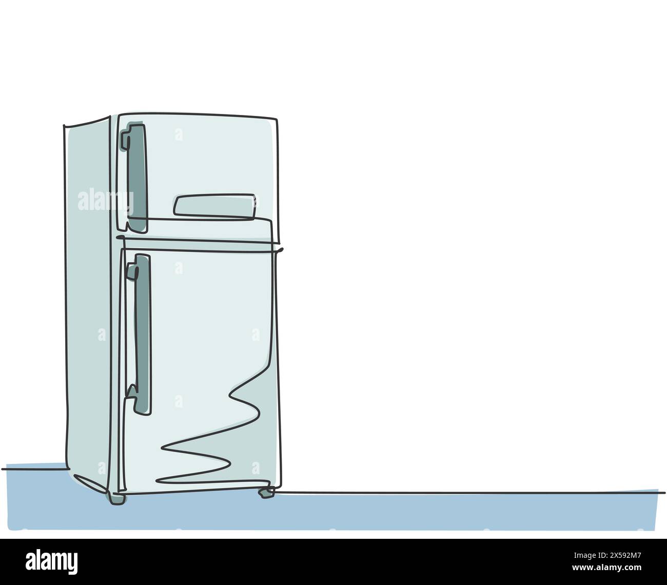 One single line drawing of luxury two door refrigerator home appliance ...