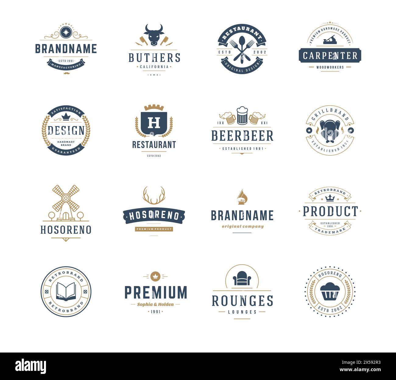 Vintage Logos Design Templates Set. Vector design elements, Logo ...