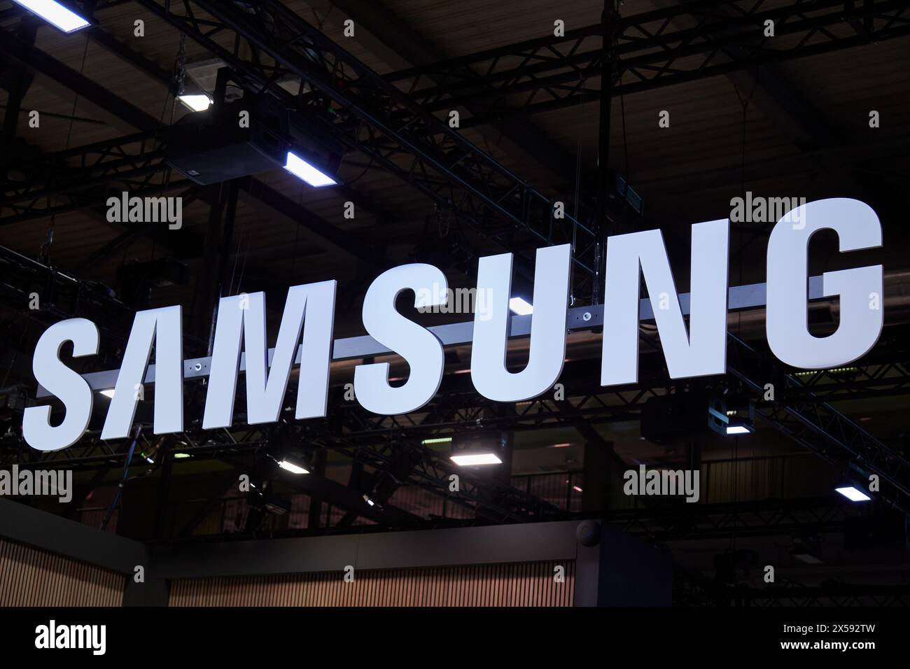 MILAN, ITALY - APRIL 16, 2024: Samsung sign at Salone del Mobile during ...