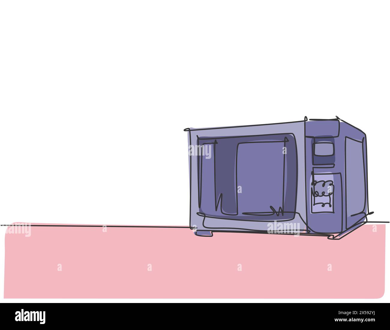 One single line drawing of microwave oven stove home appliance ...