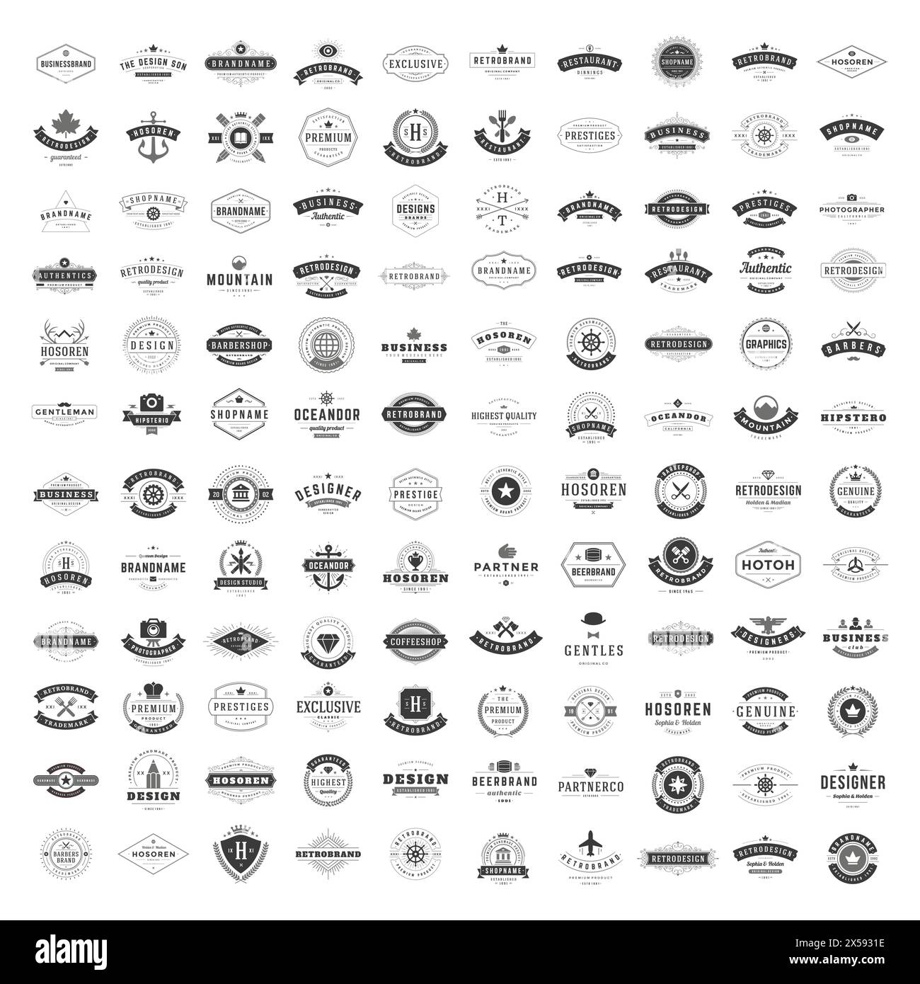 Vintage Logos Design Templates Set. Vector logotypes elements ...