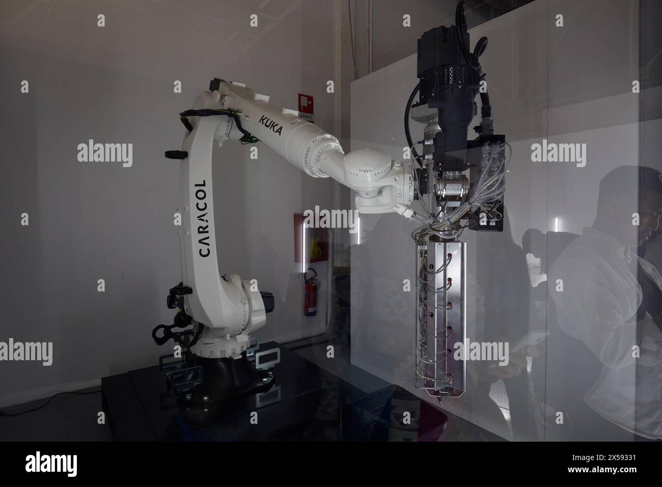 MILAN, ITALY - APRIL 17, 2024: Caracol 3d printing with Kuka robotic ...