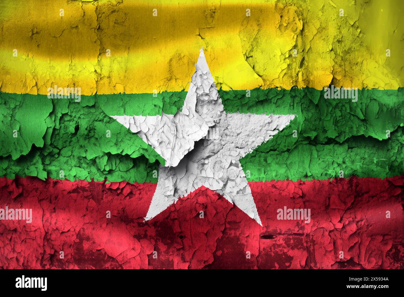 Myanmar flag - realistic waving fabric flag Stock Photo - Alamy