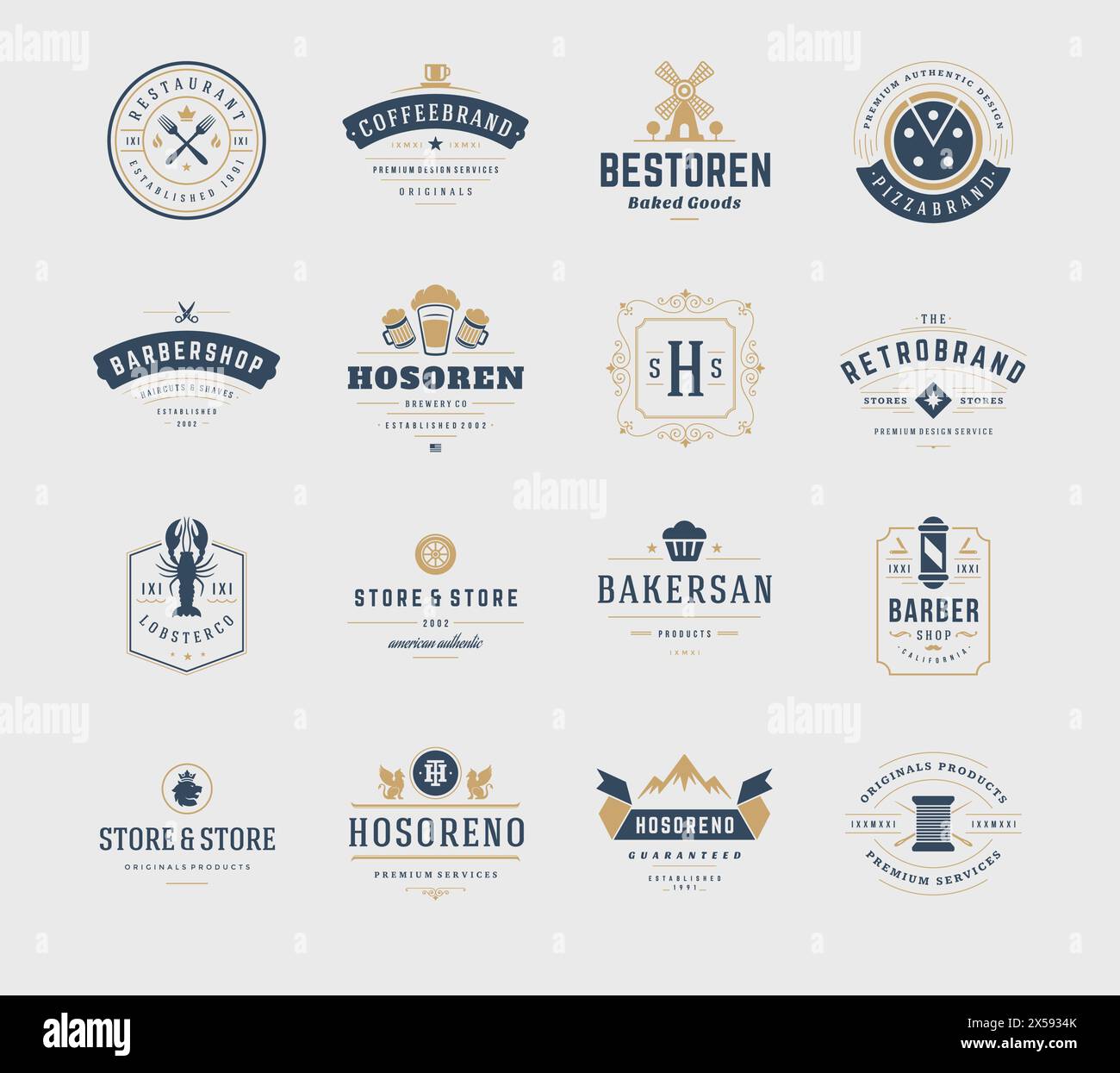 Vintage Logos Design Templates Set. Vector design elements, Logo ...